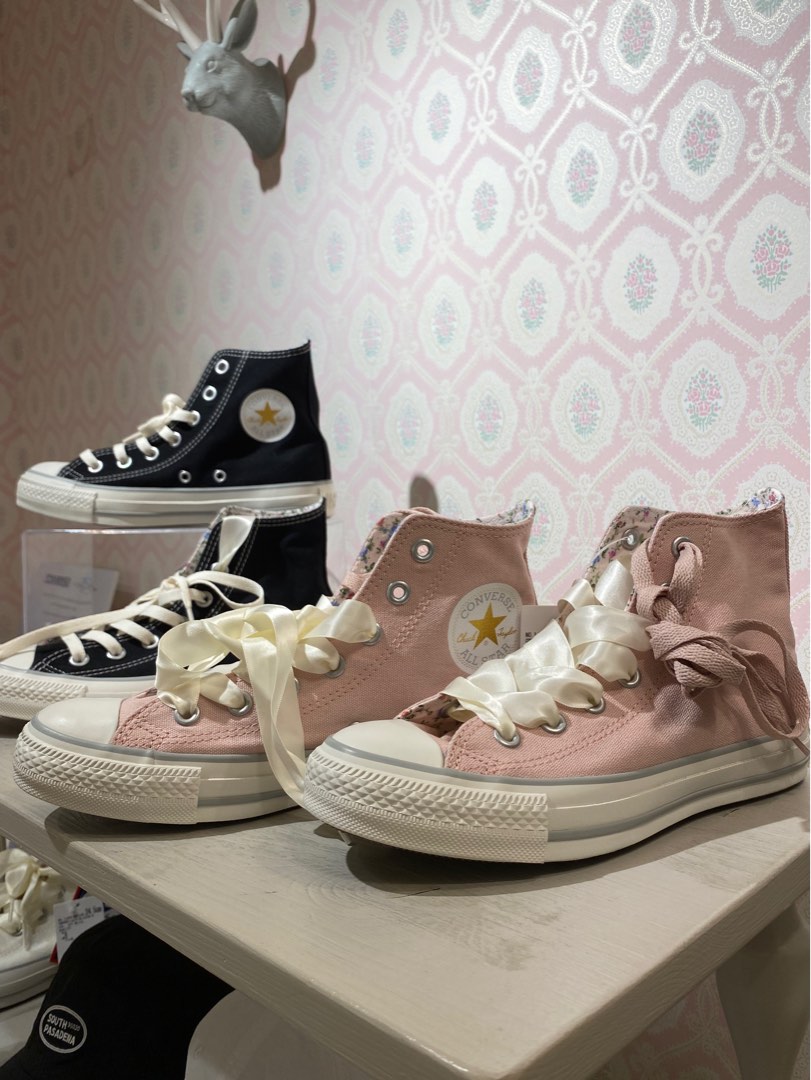 Converse High cut with ribbon limited edition Japan pink black, Women's ...