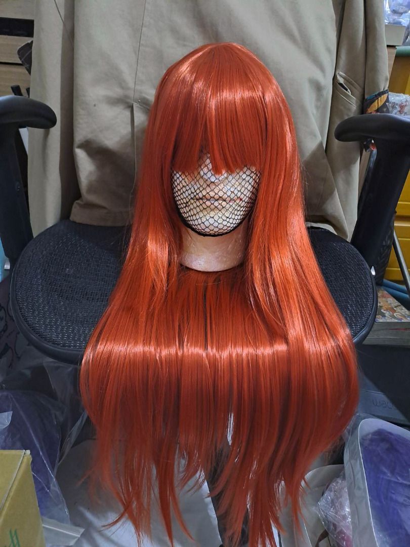 【COS假髮】二手 橘紅色 80cm長髮 cosplay, 書籍、休閒與玩具, 玩具、公仔、桌遊在旋轉拍賣