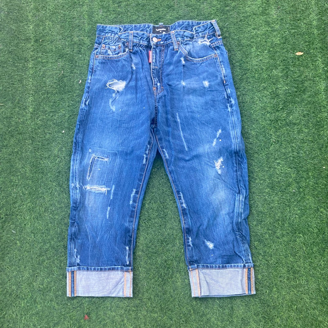 DSQUARED2 DISTRESSED 3 QUARTER JEANS STYLE, Men's Fashion, Bottoms ...