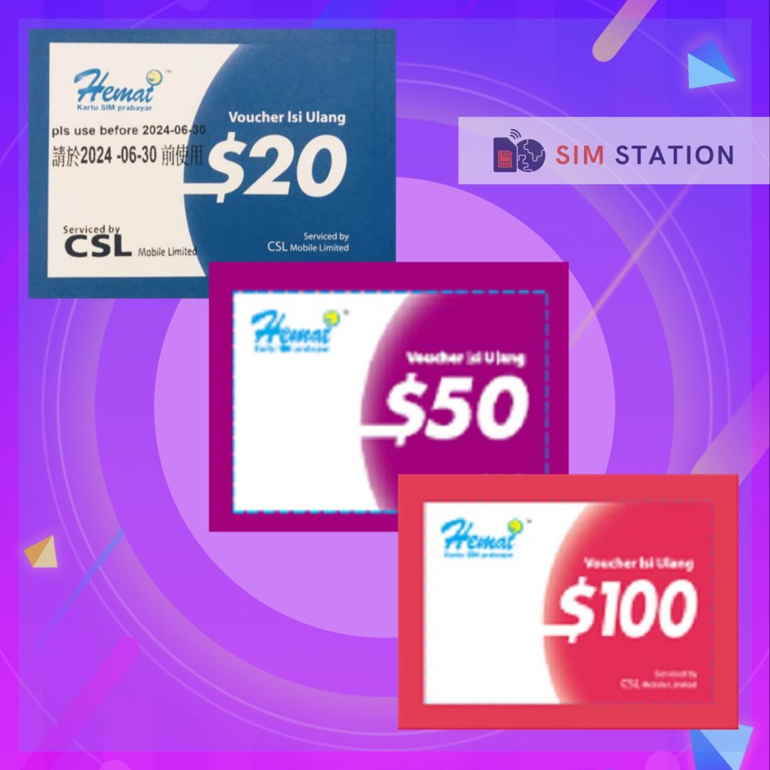 HK mobile Hemat $50/100 +送$15/30 充值券 增值券 可即是影相發充值密碼, 手提電話, 電話及其他裝置配件 ...