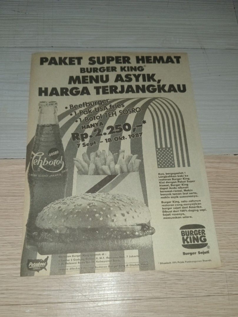 Iklan cetak jadul Bugerking x Sosro, Antik, Pajangan di Carousell