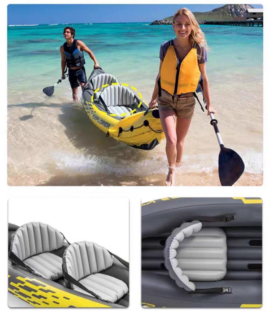 Intex K2 explorer kayak inflatable, Sports Equipment, Fishing on Carousell