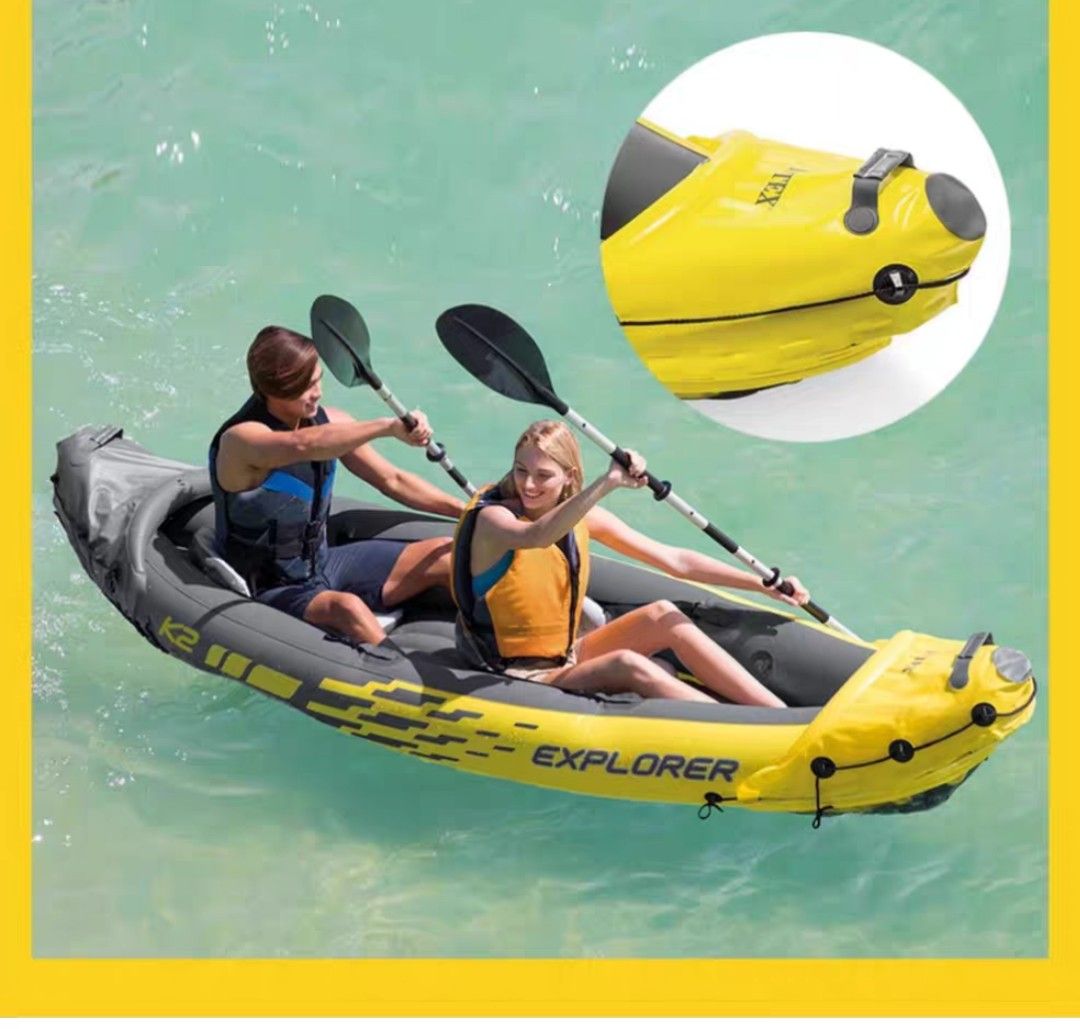 Intex K2 explorer kayak inflatable, Sports Equipment, Fishing on Carousell