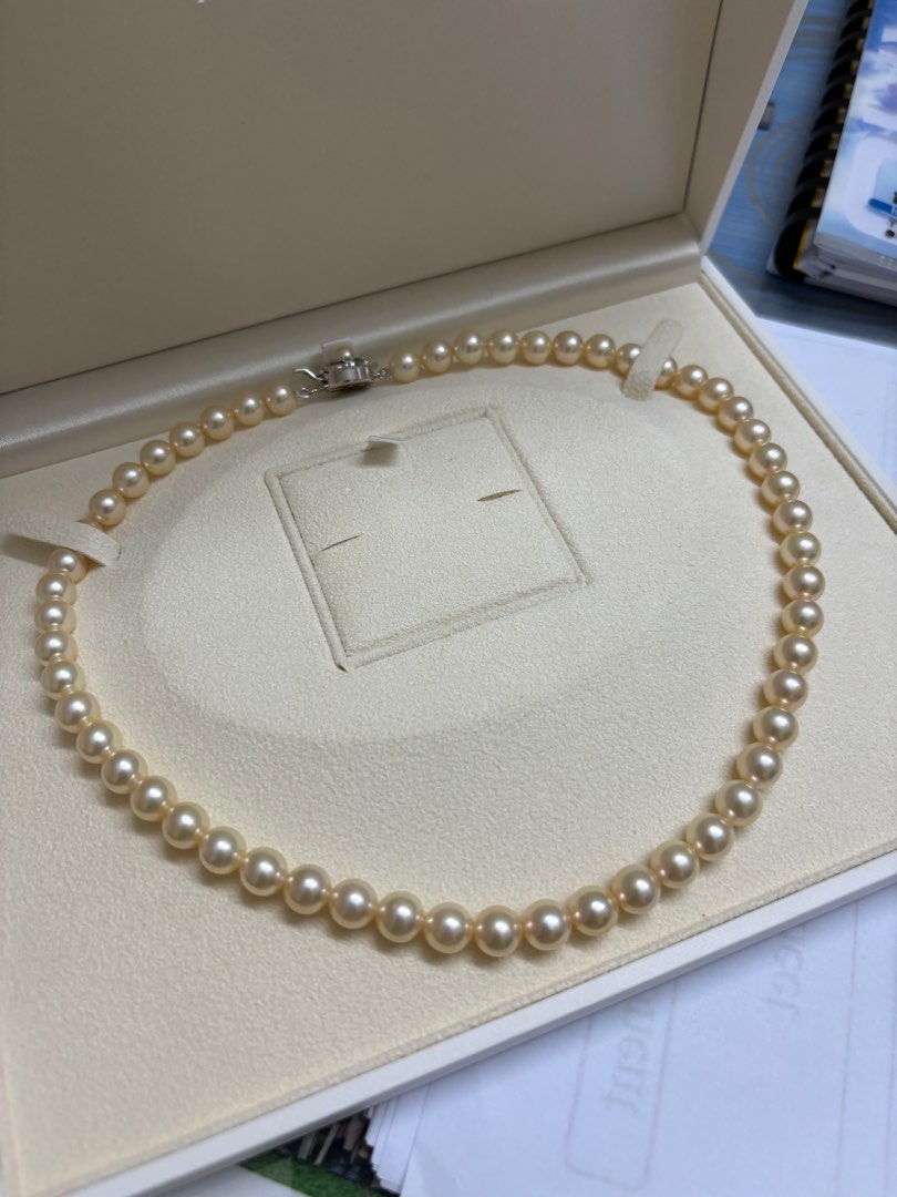 Japan jewelry brand Jewelry-Maki Akoya golden pearl necklace around 7 ...