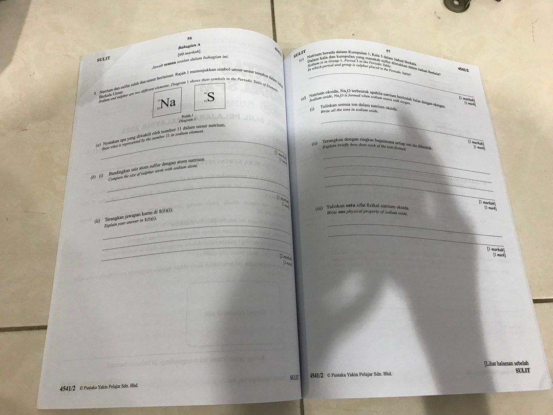 KERTAS SOALAN PEPERIKSAAN SEBENAR SPM 2021 KIMIA BILINGUAL, Hobbies ...