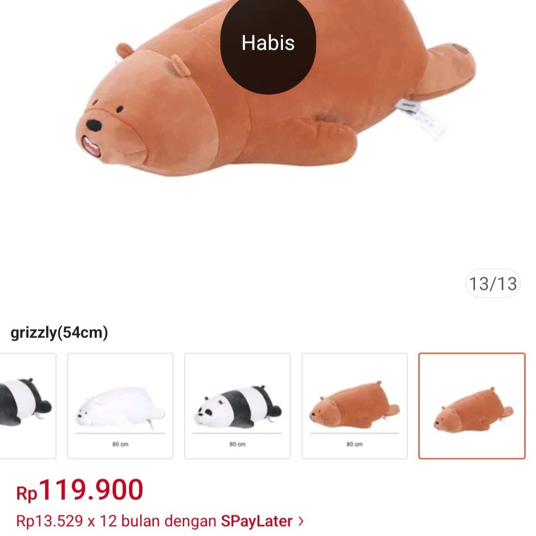 (NEW) Boneka MINISO We Bare Bears Grizzly Plush Toy, Toys ...