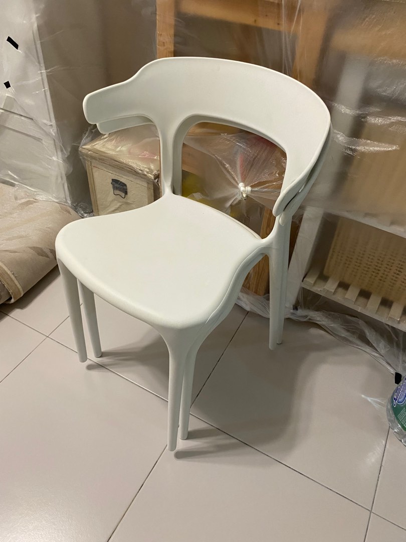 Nordic plastic chair (one pair) two chairs, Furniture & Home Living ...