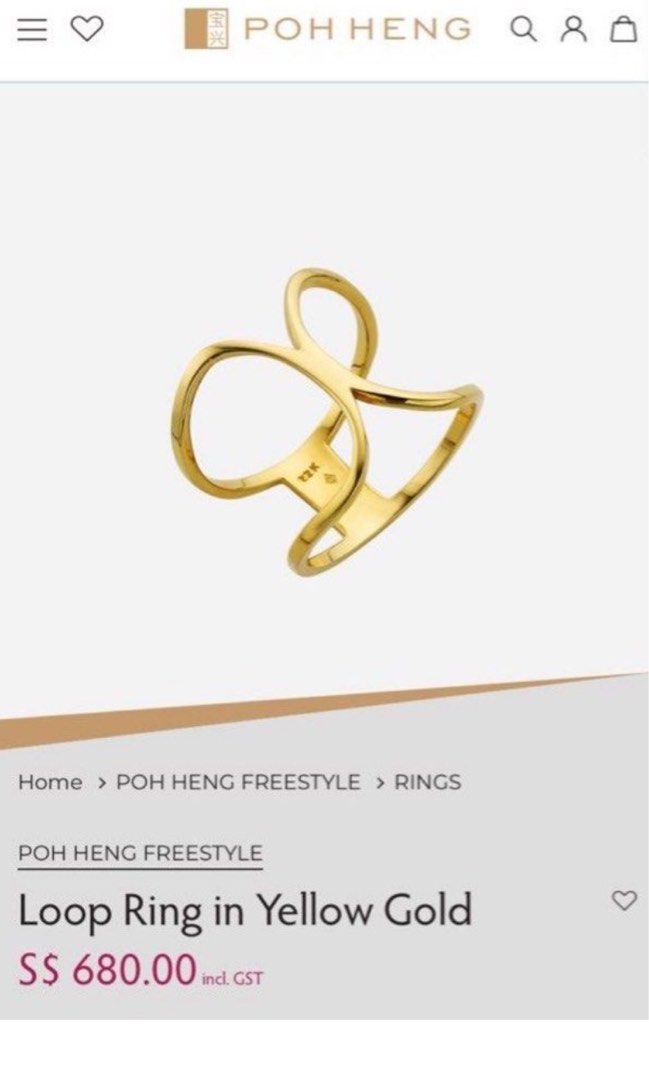 Pohheng freestyle gold ring, Women's Fashion, Jewelry & Organisers ...