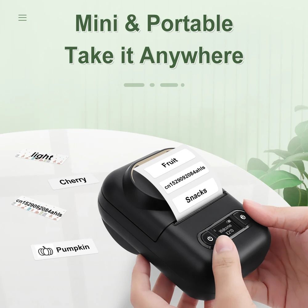 Portable Mini Printer E210 Thermal Adhesive Label Printer without Ink Bluetooth Sticker Printer ...