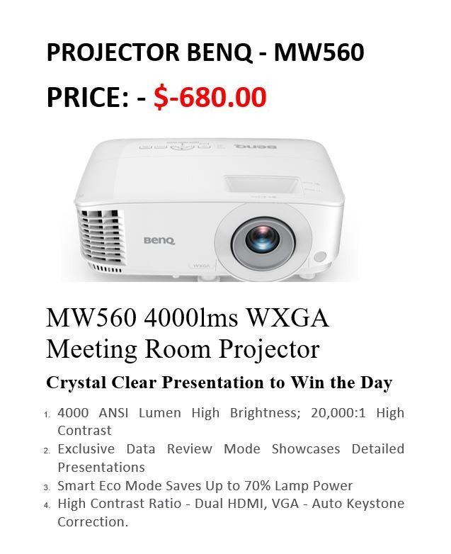 PROJECTOR BENQ MODEL - MW560, TV & Home Appliances, TV & Entertainment ...
