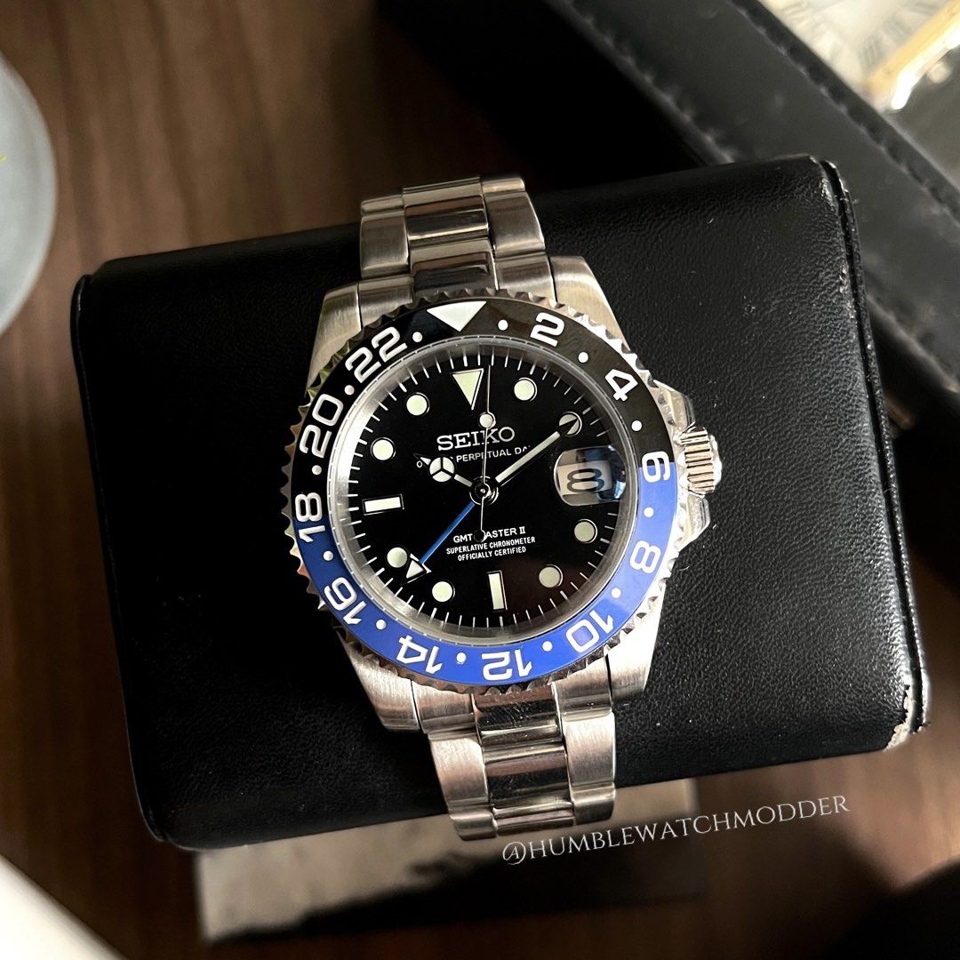 Seiko Batman GMT Mod, Luxury, Watches on Carousell