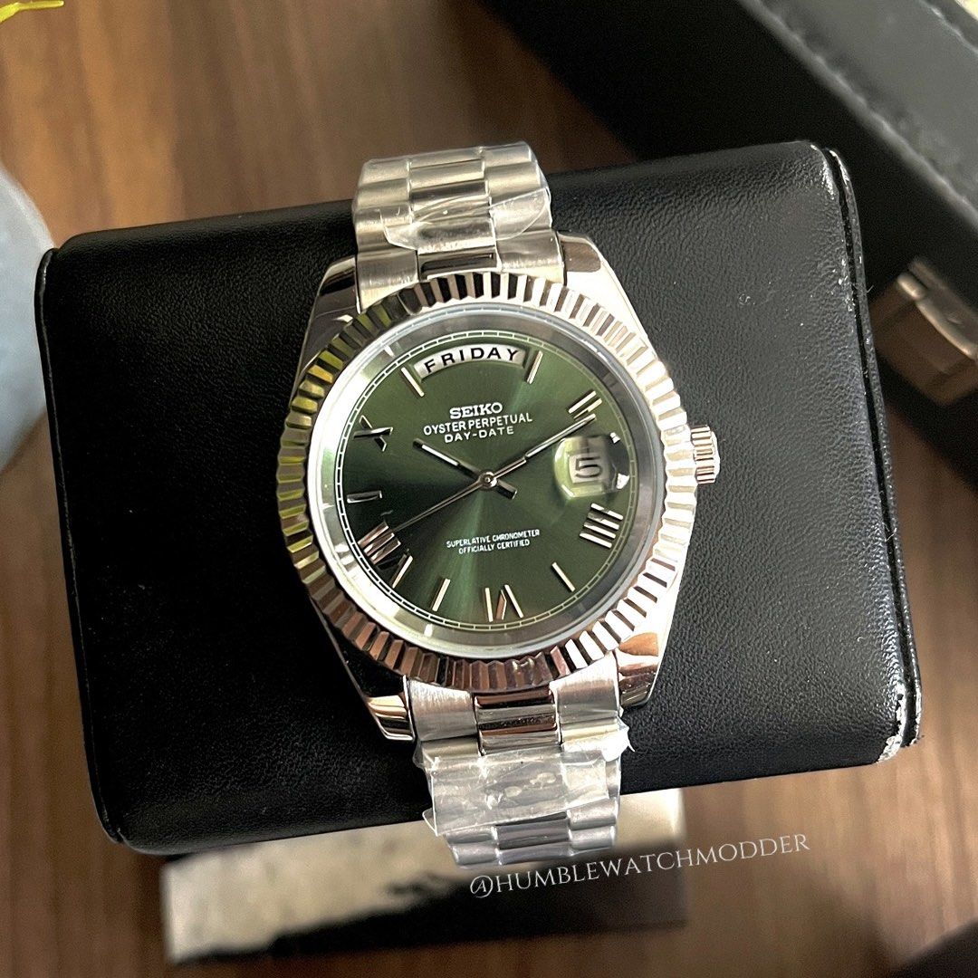 Seiko Day-Date Mod (Olive Dial) on Carousell