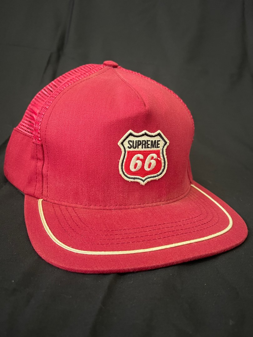 SS12 Supreme Route 66 Side Bent 5 Panel Snapback Cap, Men's Fashion ...