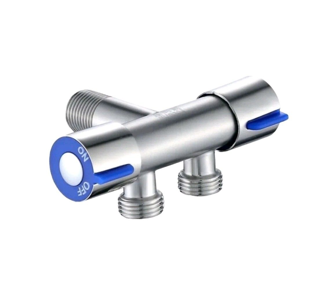 Stainless Steel 3-Way Triangle Valve Toilet Water Divider One Inlet Two ...