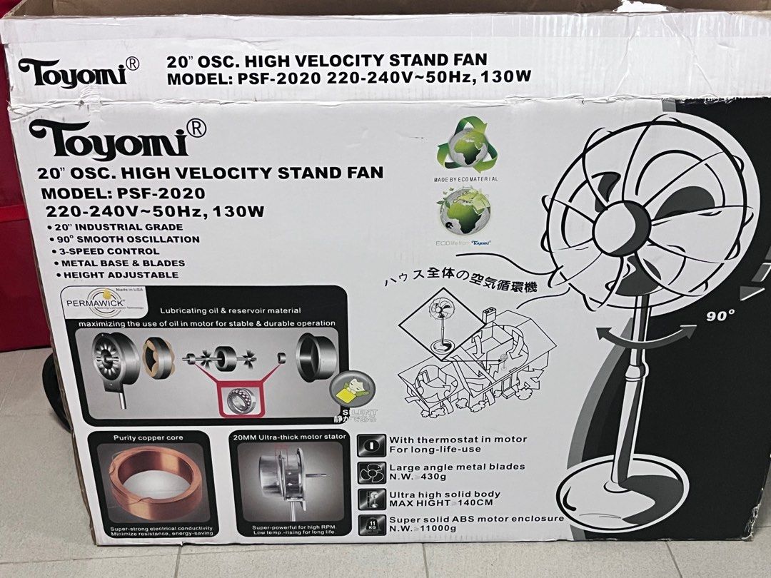 Toyomi high velocity 20" stand Fan, Furniture & Home Living, Lighting ...