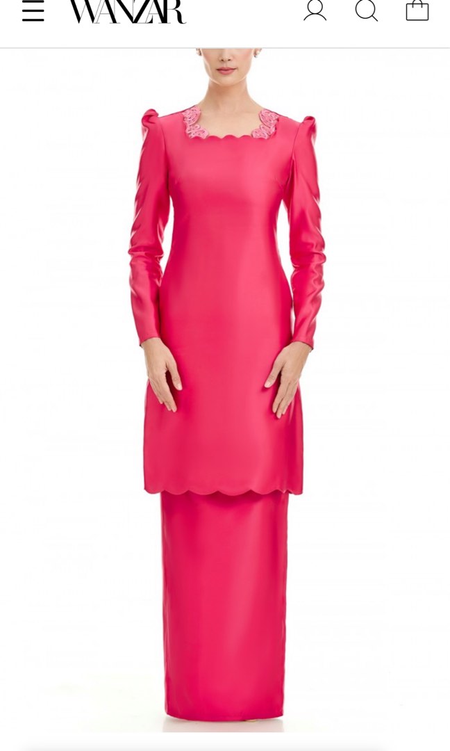 Wanzar Belinda kurung in pink rose, Women's Fashion, Muslimah Fashion ...