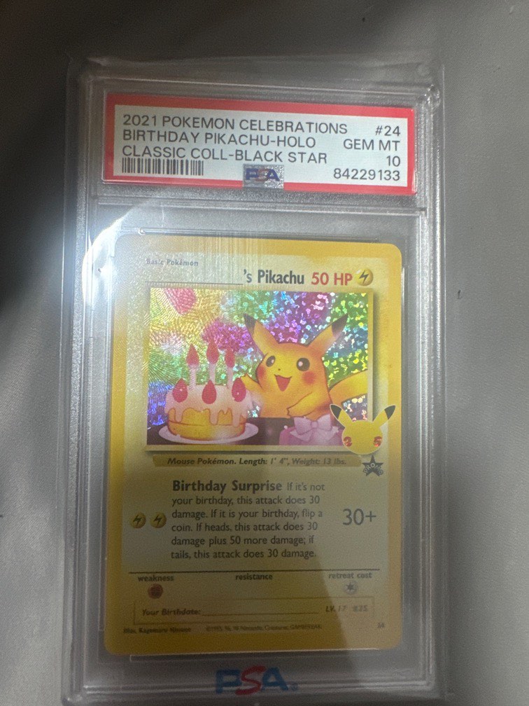 2021 Pokémon celebrations birthday pikachu PSA10, Hobbies & Toys, Toys & Games on Carousell