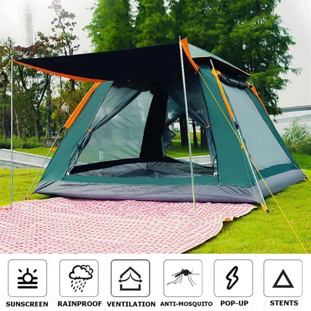 3-Second big automatic pop-up tent with spring-loaded structure for 5-8 ...