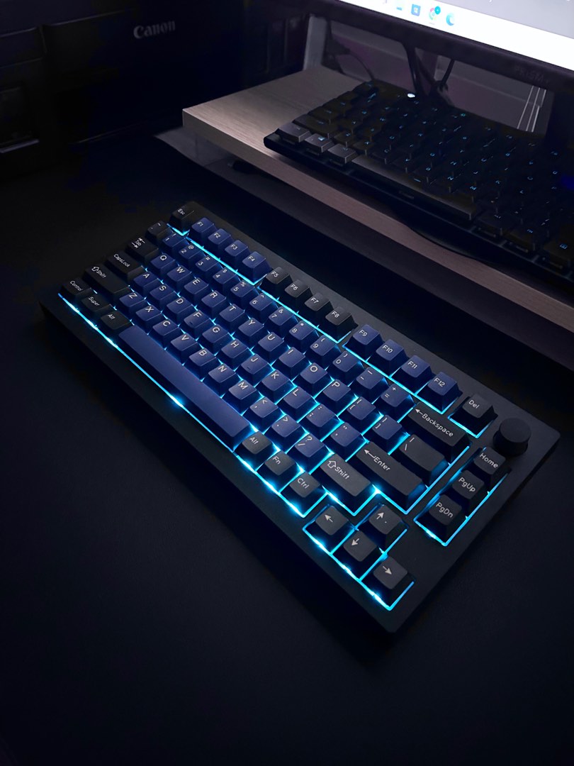 75% Custom Mechanical Keyboard (Dark Blue Samurai Keycaps) - Fully ...