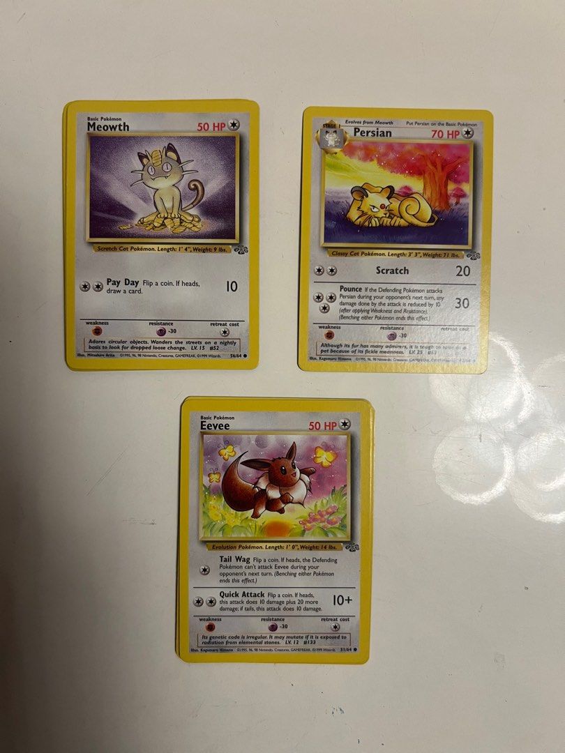 絕版 美版 初代 Meowth Persian Eevee 寵物小精靈 寶可夢 Pokemon Pokémon card tcg ptcg ...