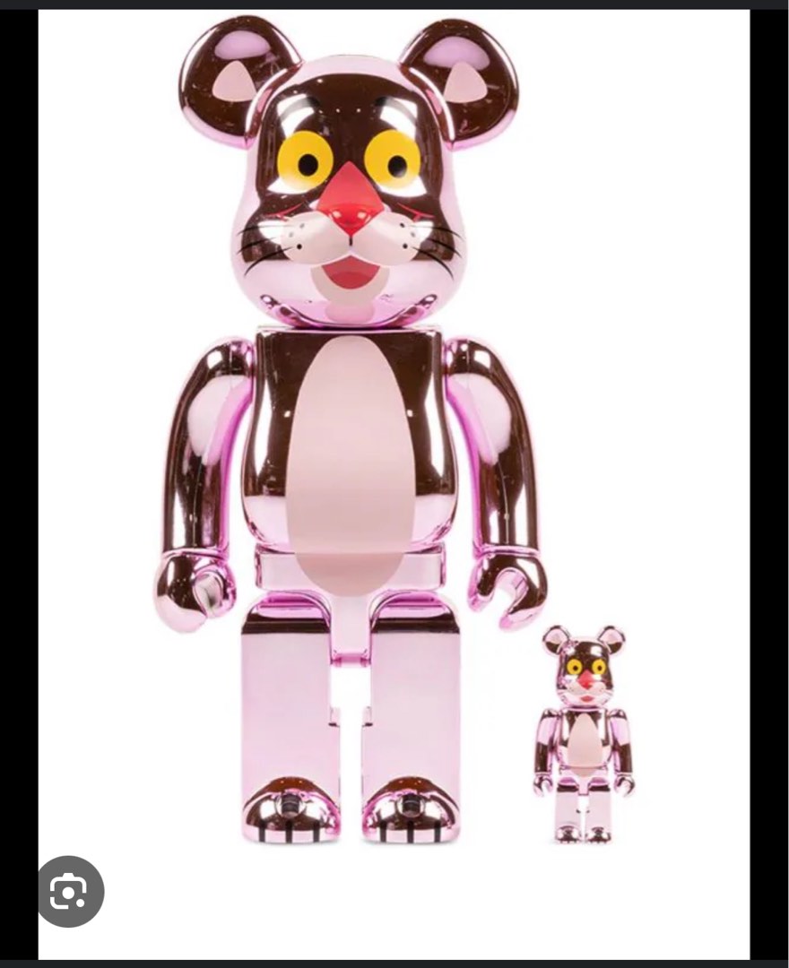 Bearbrick x pink panther 400 percent and 100 percent, Hobbies & Toys ...