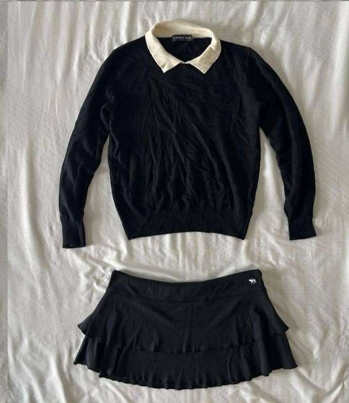 Black Collar Top (Preppy/old money/office siren/dark academia ), Women ...