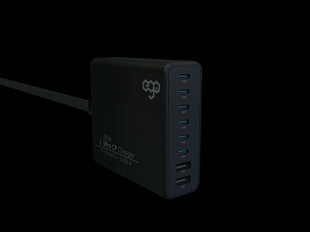 EGO 200W Ultra CP 8USB GaN 充電器, 手提電話, 電話及其他裝置配件, 充電器及電線 - Carousell