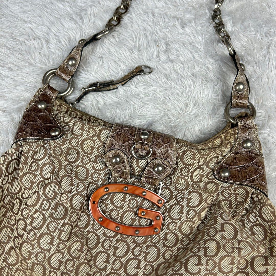 guess medium long chain strap hobo bag, Fesyen Wanita, Tas & Dompet di ...