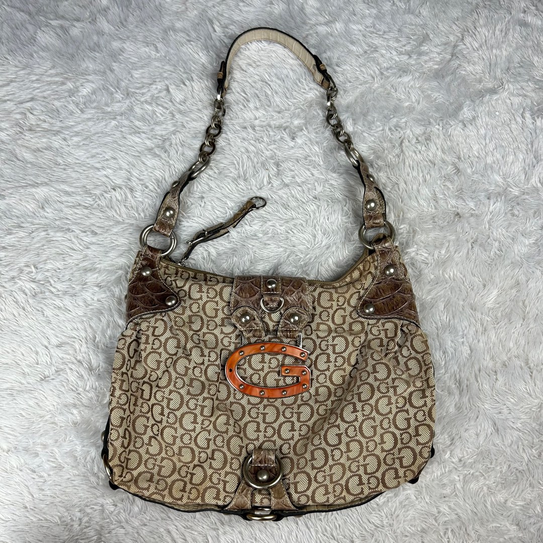 guess medium long chain strap hobo bag, Fesyen Wanita, Tas & Dompet di ...
