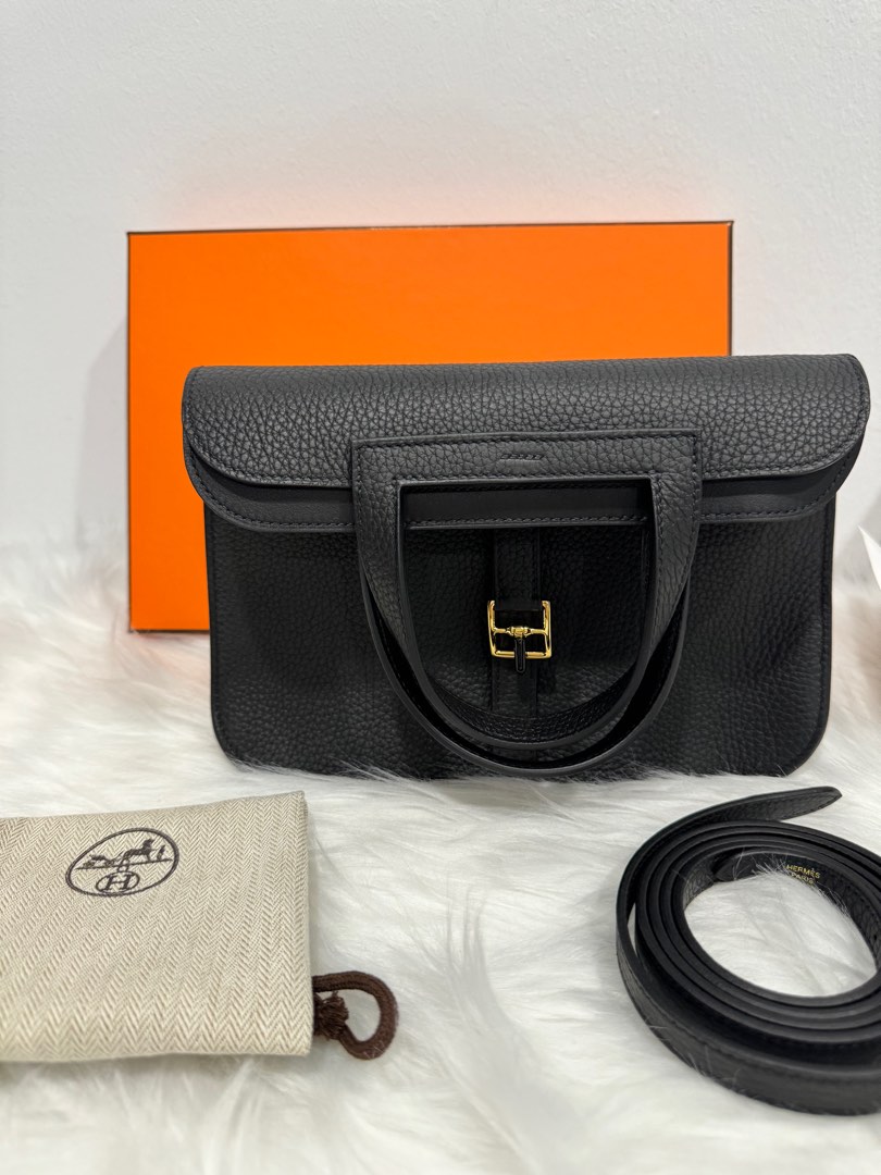 Hermes Halzan 25 GHW BLACK, Luxury, Bags & Wallets on Carousell