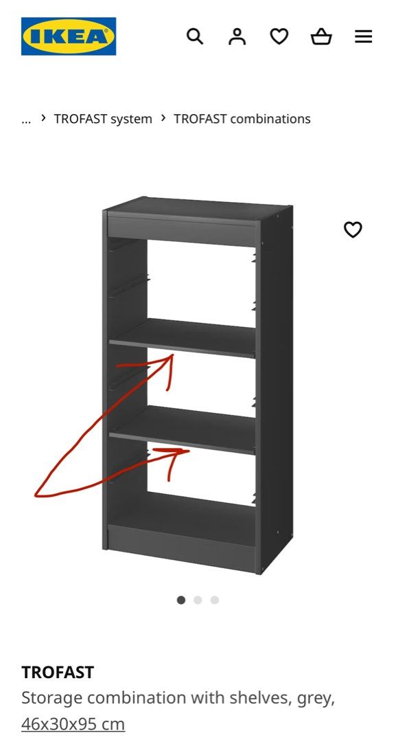 IKEA Trofast Shelf - Grey, Furniture & Home Living, Furniture, Shelves ...