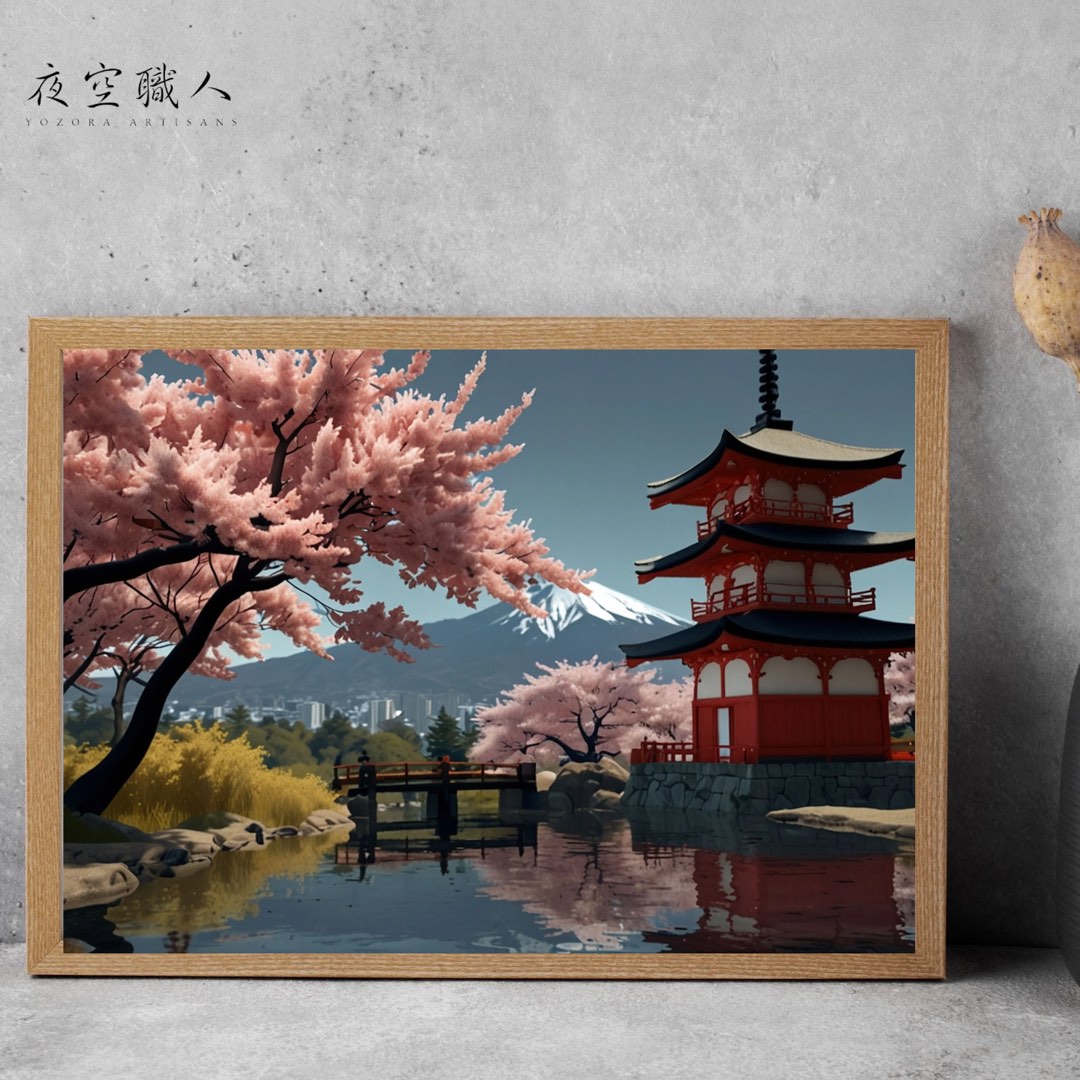 Japanese Mural Art Wall art decor scenery mountain lake streets ...