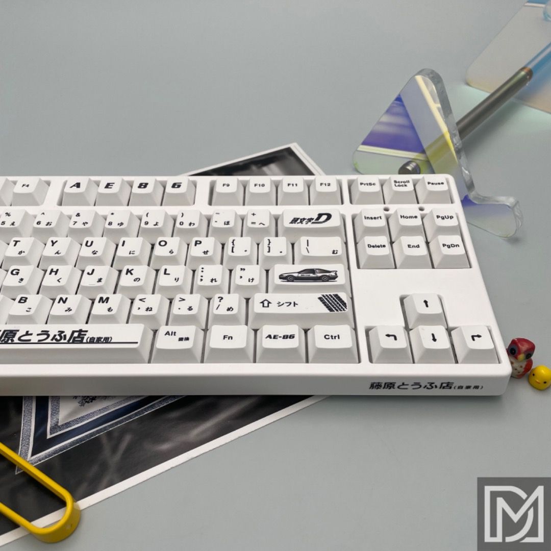 Initial-D AE86 Keycap PBT Dye Sub Cherry Takumi White Keycaps 125pcs ...