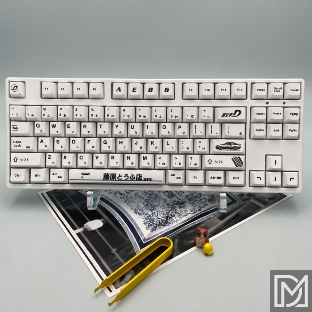 Initial-D AE86 Keycap PBT Dye Sub Cherry Takumi White Keycaps 125pcs ...