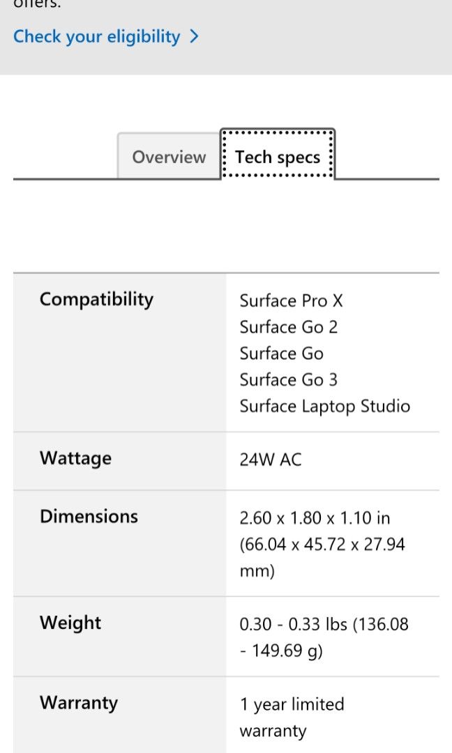 Microsoft Surface adapter model 1736, Computers & Tech, Parts ...