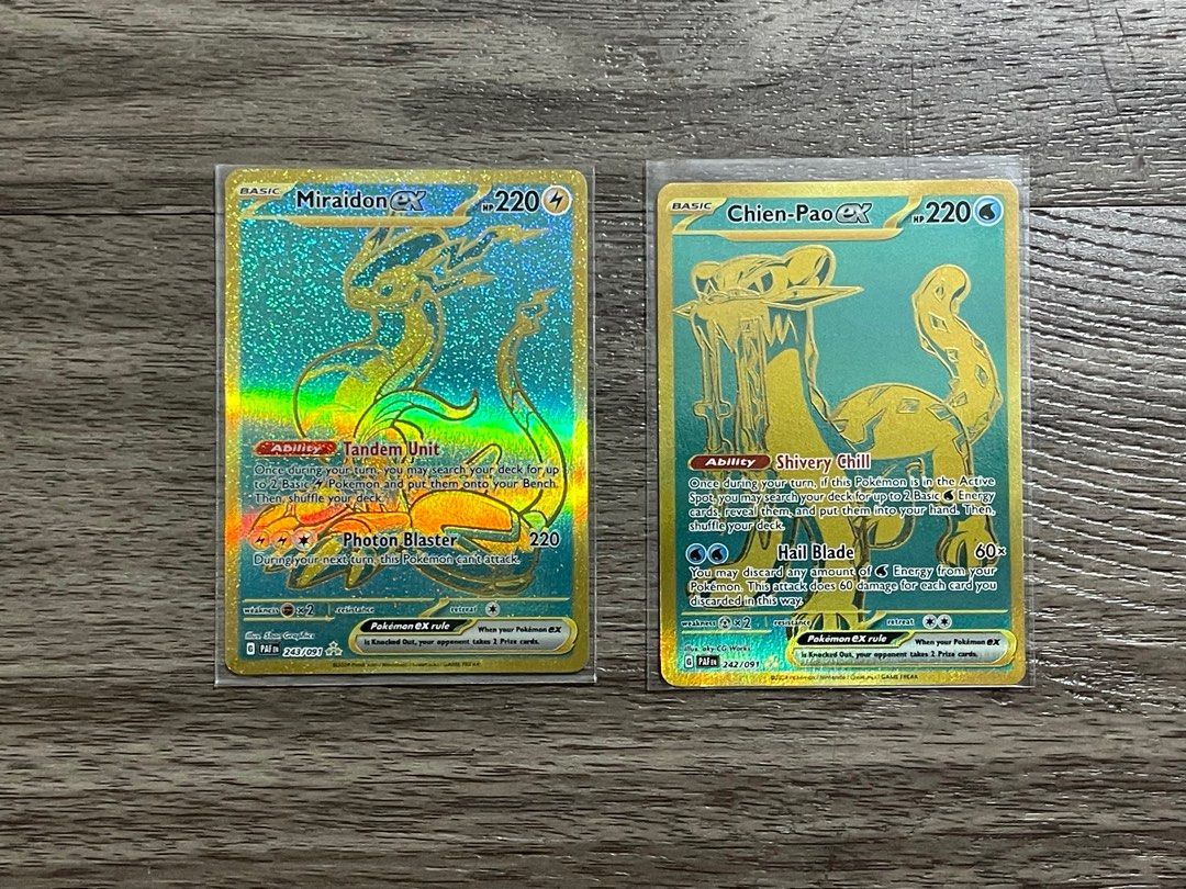 Miraidon ex Gold & Chien-Pao ex Gold - Paldean Fates, Hobbies & Toys ...