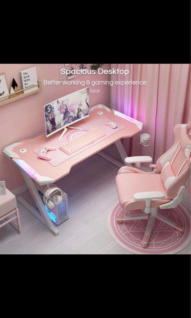 Pink Gaming Table, Furniture & Home Living, Furniture, Tables & Sets on ...