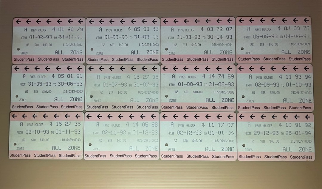 SMRT Transitlink Cards at $36 Per Set of 12 Cards (1993 StudentPass in ...