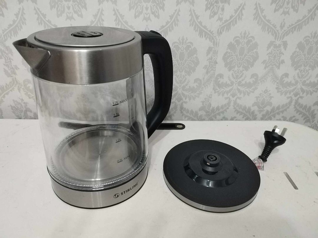 STIRLING GK17D 1.7 L Glass Kettle, Furniture & Home Living, Kitchenware & Tableware, Coffee ...