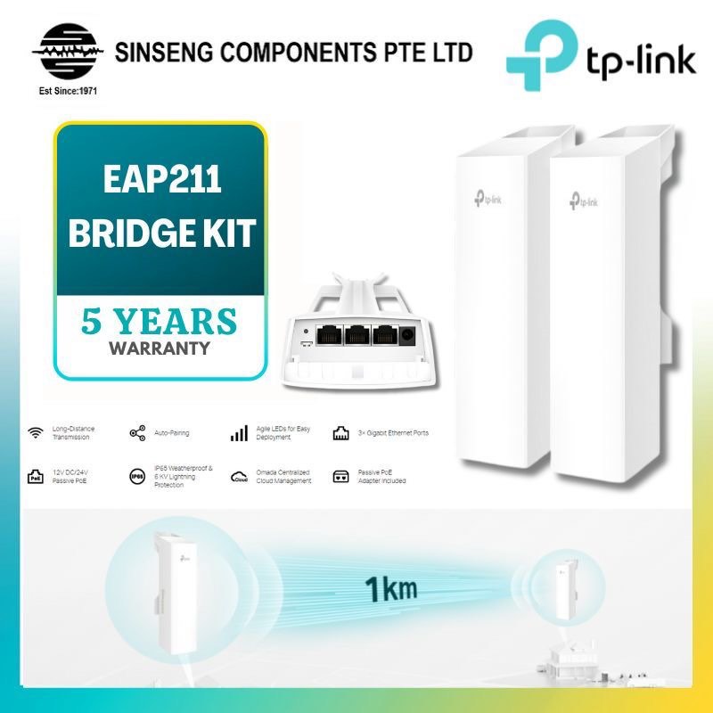 TP-Link EAP211-Bridge KIT Wireless Bridge 5GHz 867Mbps Indoor/Outdoor ...