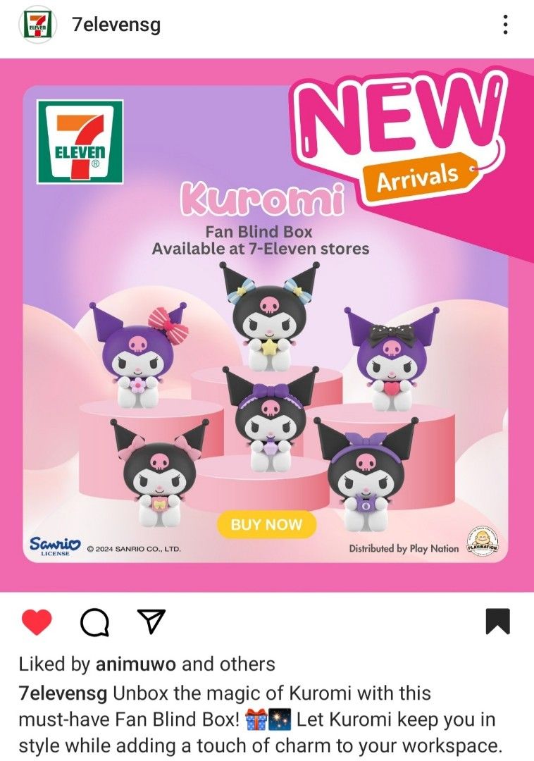 WTT 7 ELEVEN SANRIO BLIND BOX KUROMI FAN, Furniture & Home Living, Lighting & Fans, Fans on ...