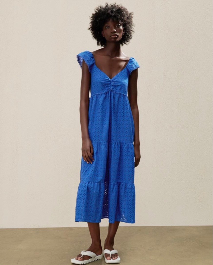 Zara Embroidered Midi Dress, Women's Fashion, Dresses & Sets, Dresses ...