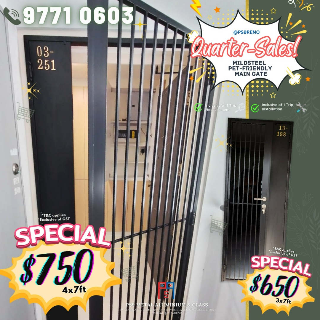 3x7ft/4x7ft HDB Approved Pet Friendly Main Gate Promotion (direct ...