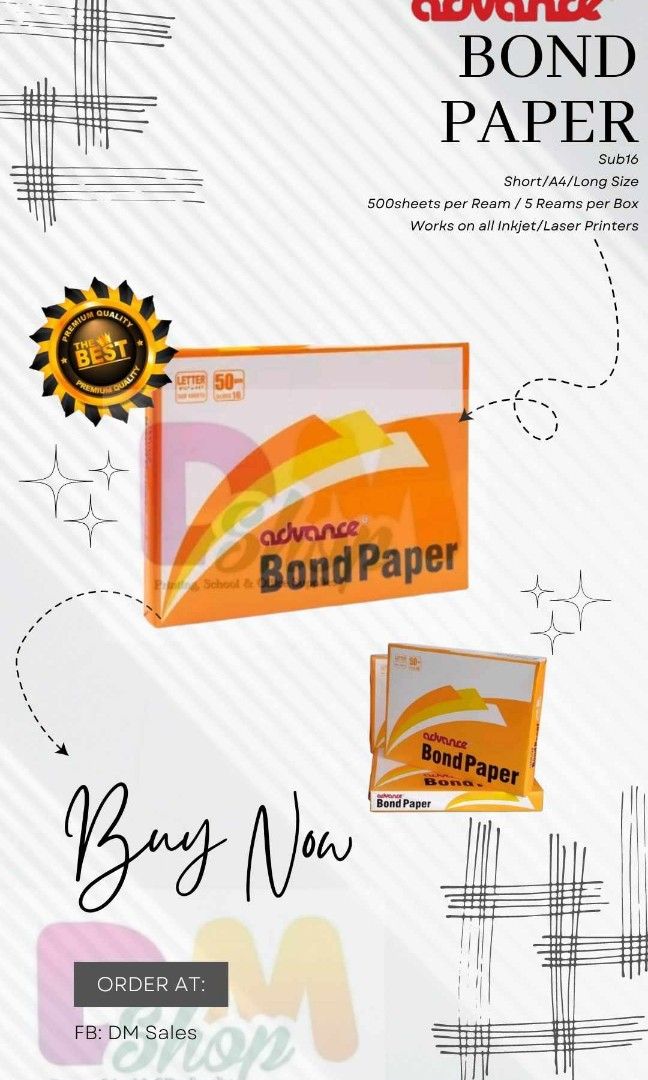 Advance Bond Paper, Hobbies & Toys, Stationary & Craft, Stationery ...