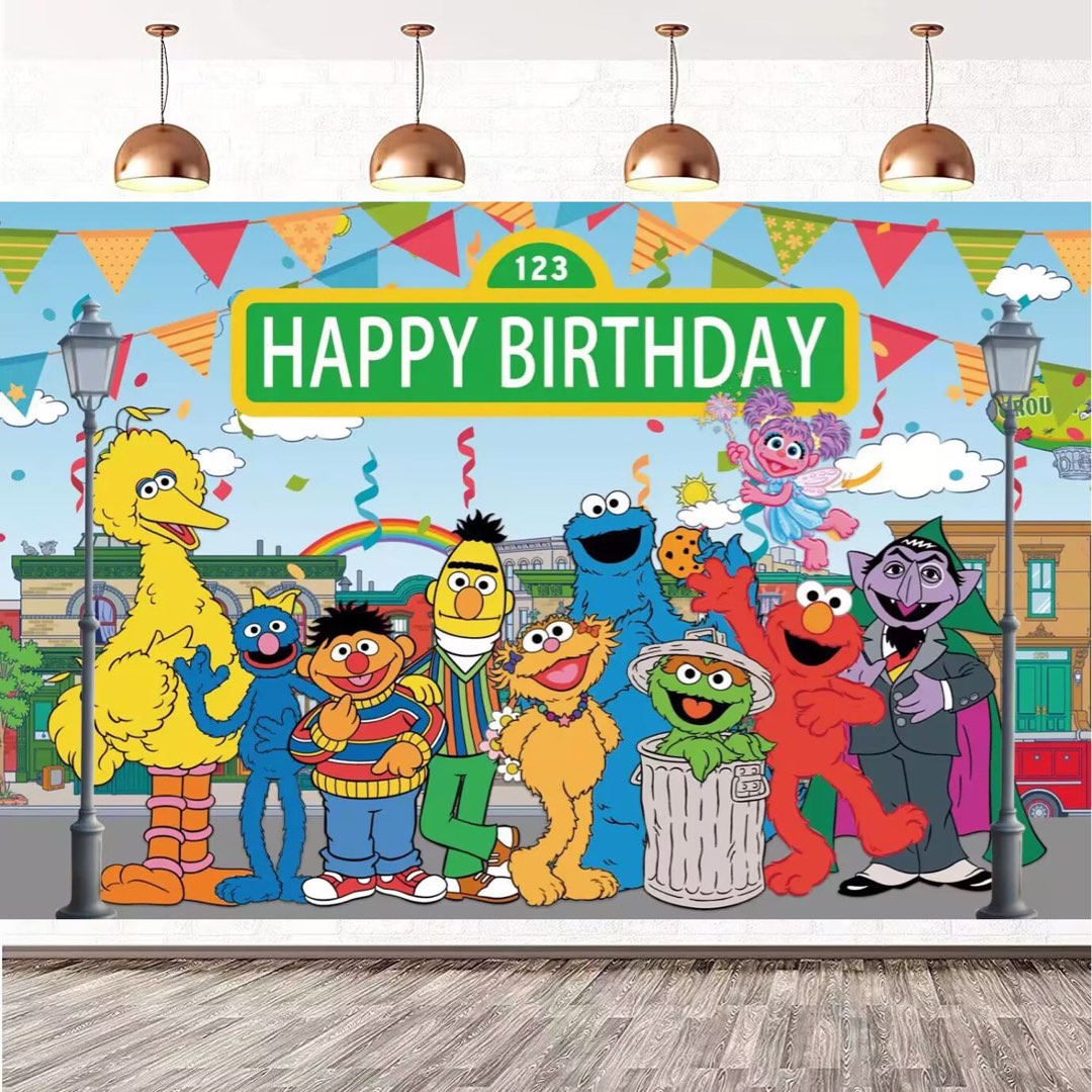 [Avail] 150x100cm Sesame Street Party Backdrop Birthday Party ...