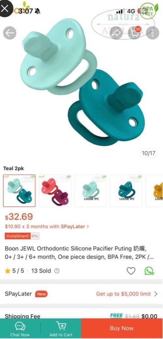 PATENTED Boon JEWL Orthodontic Pacifier 2pcs - 3m+, Babies & Kids ...