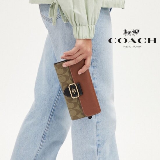 Coach Morgan Slim Wallet In Colorblock Signature Canvas (Women Fold ...