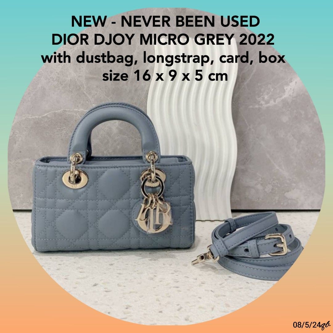 DIOR DJOY MICRO GREY 2022, Fesyen Wanita, Tas & Dompet di Carousell