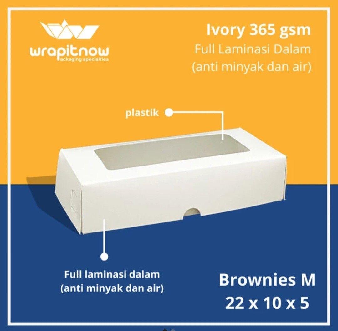 Dus ivory 22x10x5 laminasi jendela/box brownies putih bolu cake pastry ...