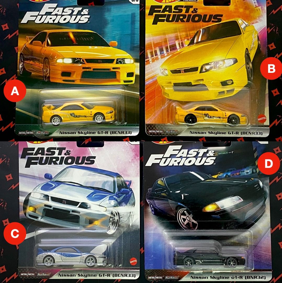 Hot Wheels Nissan Skyline GT-R Fast & Furious BCNR33 BCNR32 Hothweels ...